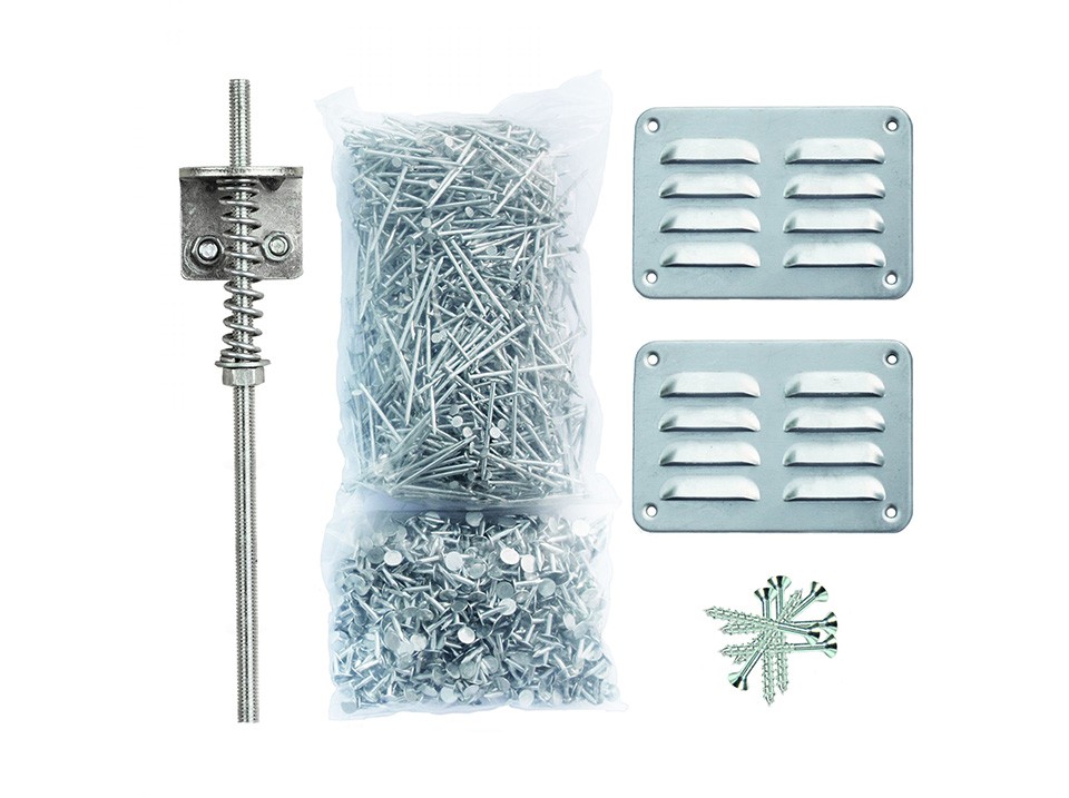 Kit de quincaillerie 3 (clous, renfort anti-tempête, kit ventilation) Kit de quincaillerie 3 (clous, renfort anti-tempête, kit ventilation)
